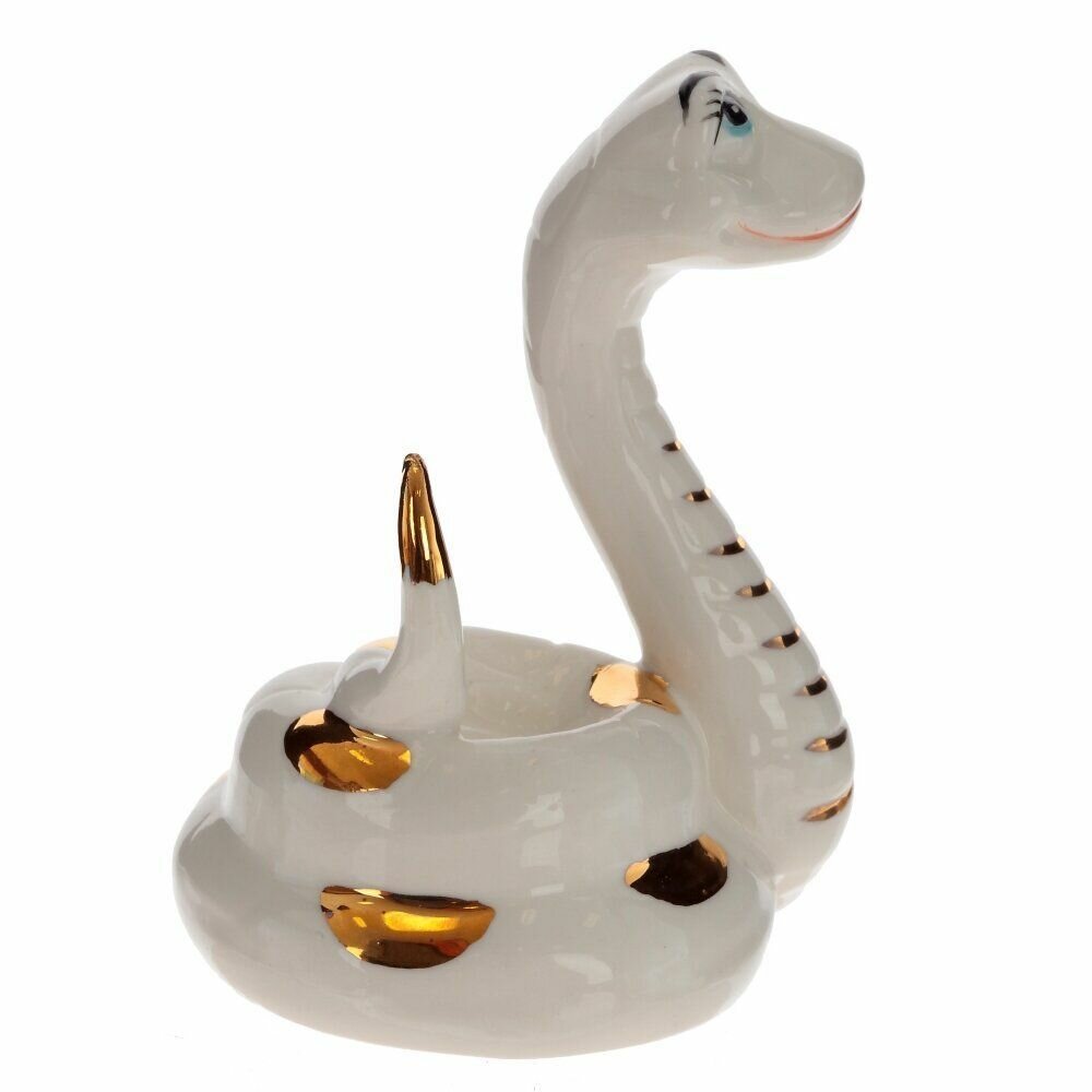 Фигурка новогодняя фарфоровая змея символ 2025 года (белый удав).