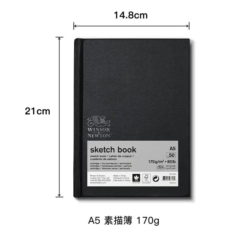 Альбом для рисования WINSOR & NEWTON A5, черный, 50 листов