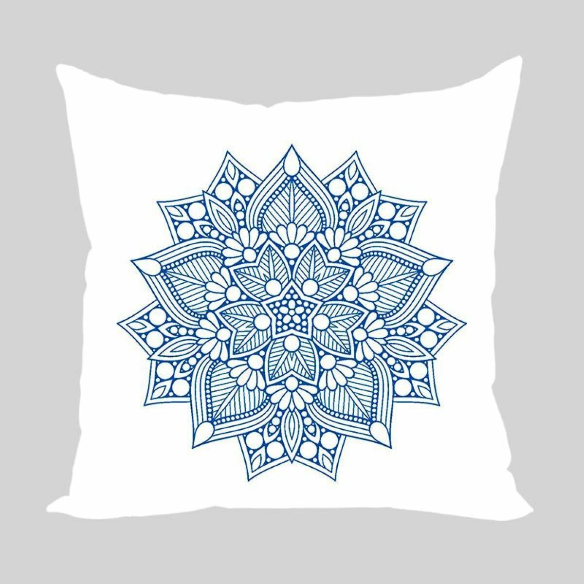 Подушка декоративная Синий цветок велюр 40х40