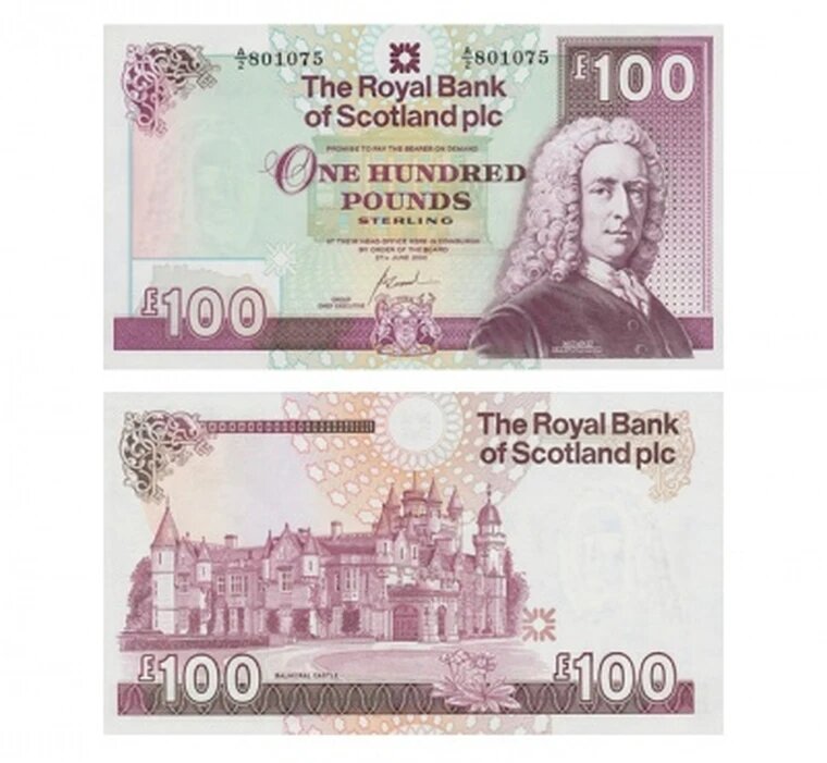 100 фунтов 2000 Шотландия, сувенирная копия, банкноты и купюры редкие коллекционные