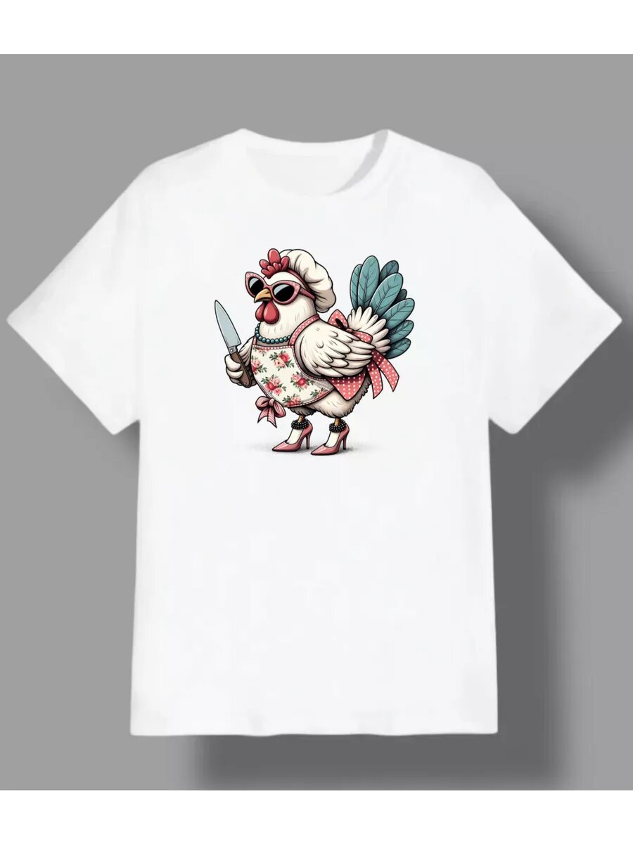 Футболка курица с ножом