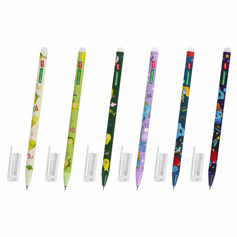 Ручка стираемая гелевая BRAUBERG KIDS "MIX", синяя, корпус ассорти, игольчатый наконечник 0,5 мм, линия 0,35 мм, 144101