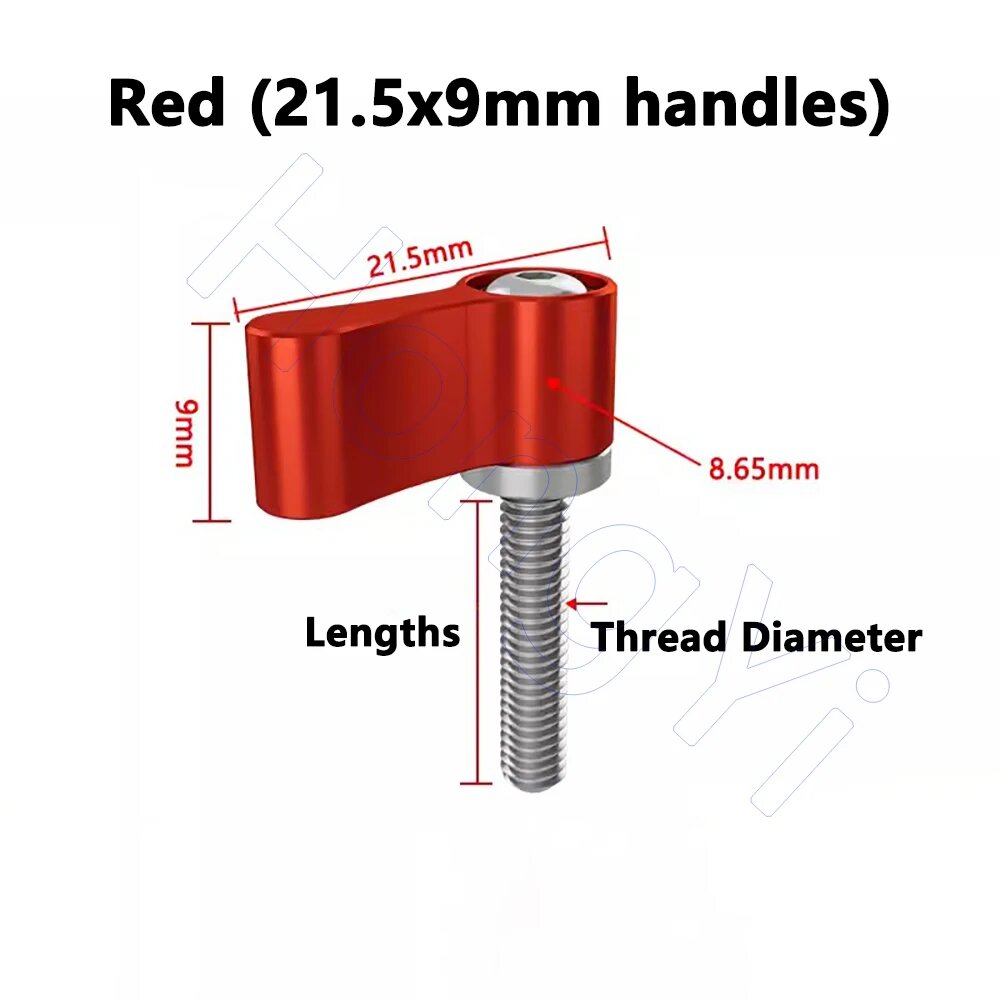 Винты-барашки M4 M5 M6 из алюминиевого сплава M4x0.7x17mm, Red 21.5x9 Handles, 1PCS