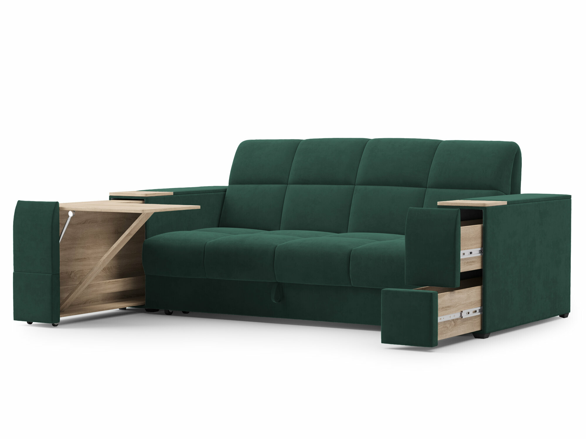 Диван-кровать Флай, аккордеон, ортопедическое основание, подлокотники столик+ящики, 120*200, съемный чехол, велюр.