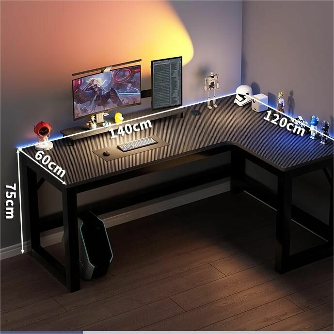 Угловой компьютерный игровой стол,120,140, черный, черный матовый,15, Правый