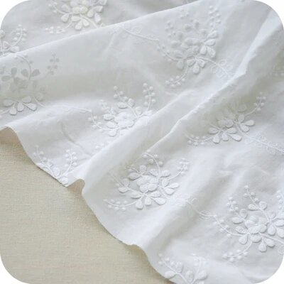 Кружевная хлопковая ткань Coioromls белая 1 ярд Off white cotton