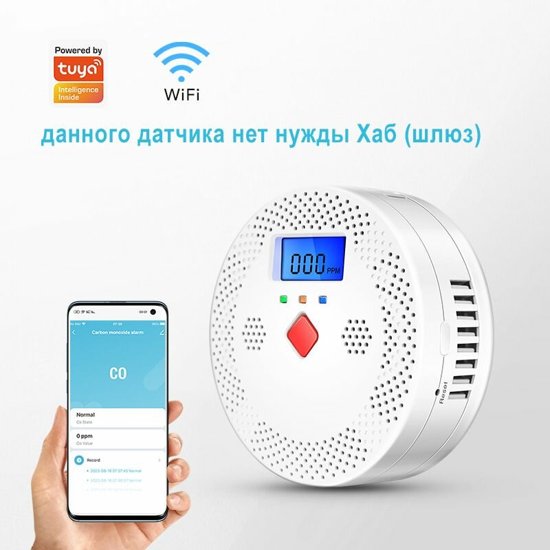 Датчик угарного газа Tuya WiFi, детектор угарного газа, APP Уведомление о тревоге