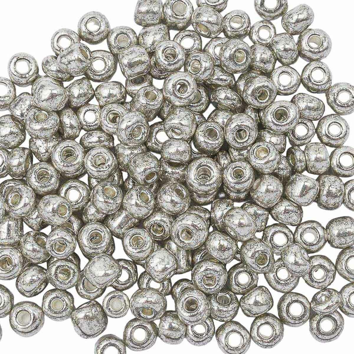 Бисер Astra&Craft 6/0, 15г (1109 серебро/глянц. покрытие)