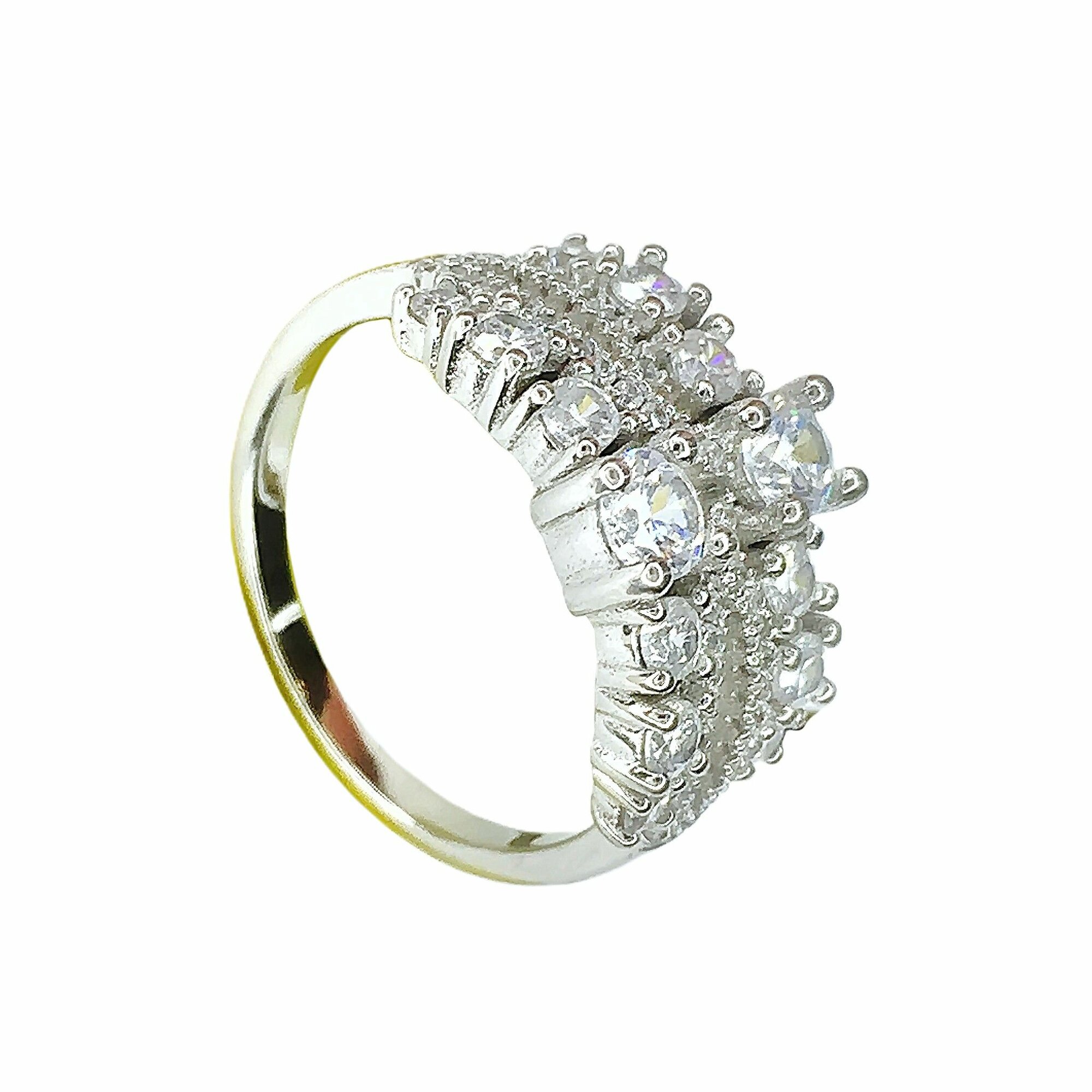 Кольцо тонкое, серебро, 925 проба, родирование, фианит