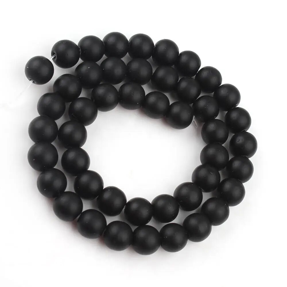 Матовые бусины из камня Xilitata Черный, 10mm (approx 36pcs), Black Agate