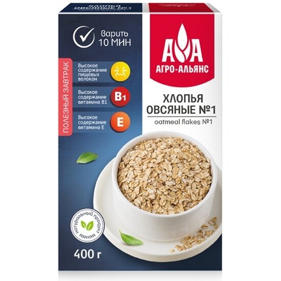 Хлопья Агро-альянс овсяные №1 " Экстра" 400 г