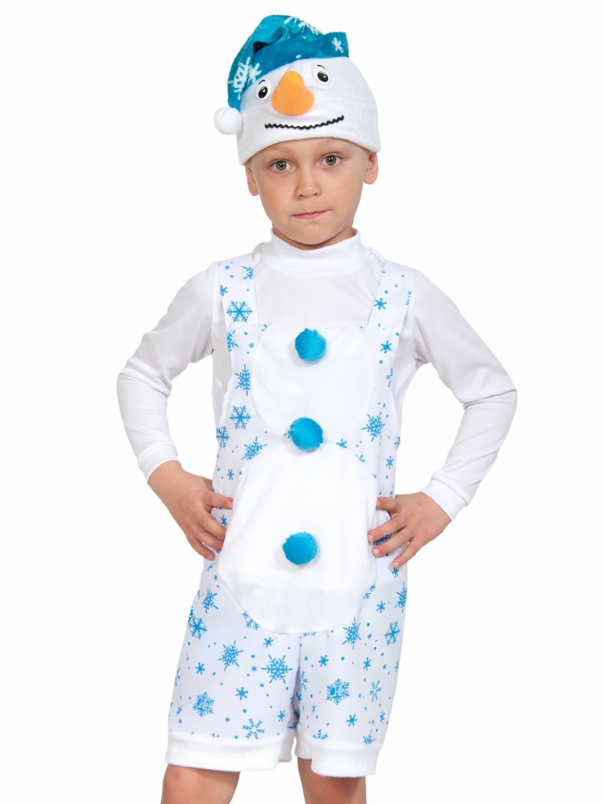 Карнавальный костюм Карнавалофф "Снеговичок", ткань плюш, 3-6 лет, рост 98-116 см