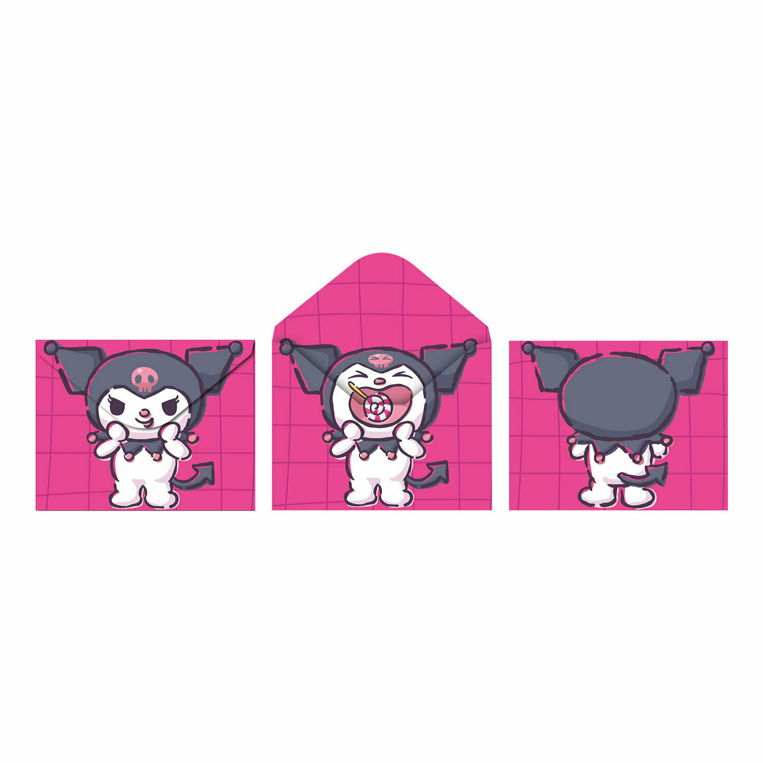 Папка-конверт Centrum "Kuromi", с двухсторонней печатью и кнопкой, А4, 180 мкм