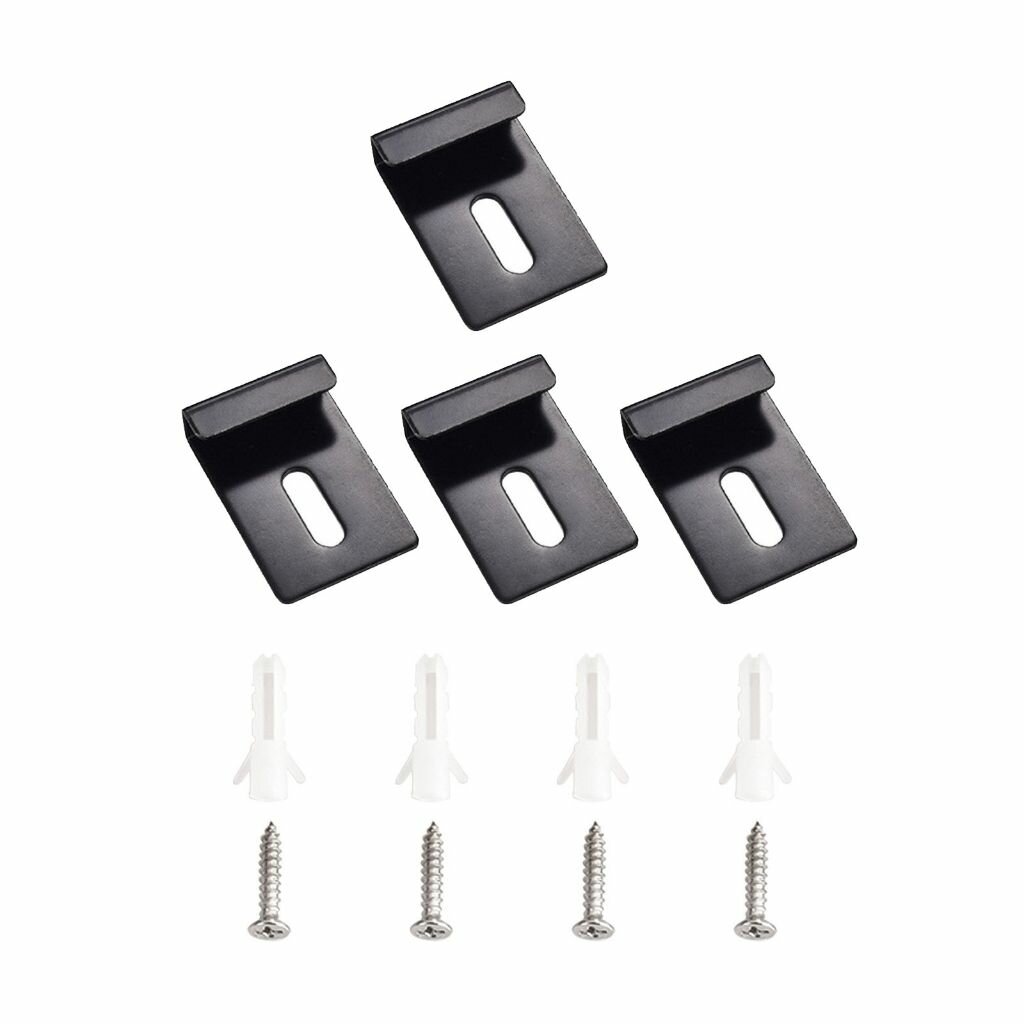 Комплект крепежных зажимов для квадратного стекла, Противоскользящие накладные зажимы, Установка без сверления