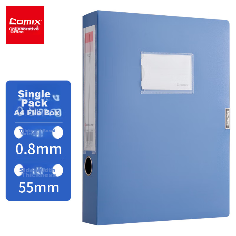 Comix A4 55mm Velcro File Box/document Box/data Box, Blue, Office Stationery, Bulk Order/Group Purchase, A1249