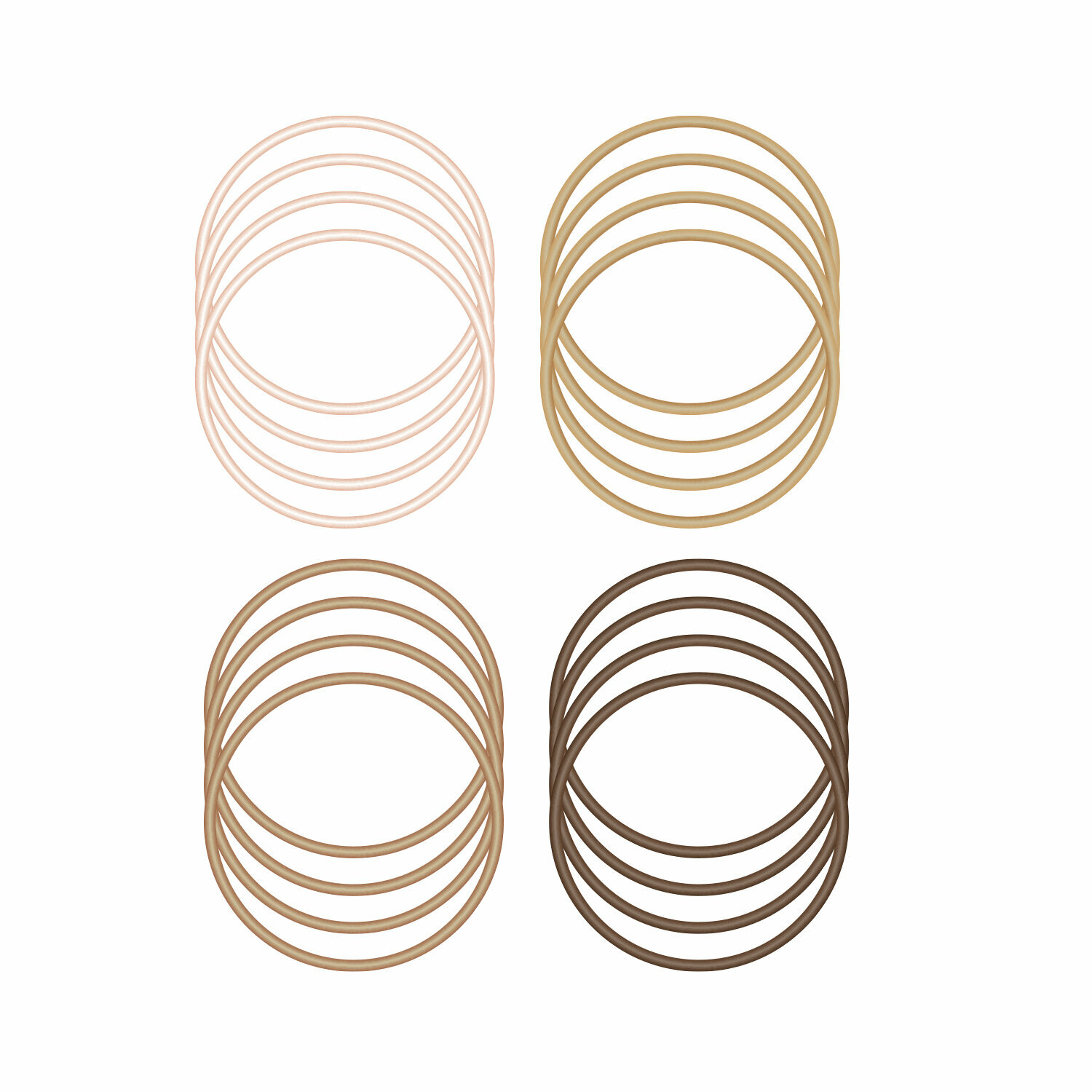 Резинка для волос набор 16 шт, 0,15х14 см, чёрный, коричневый, бежевый, MONTE VITA, комплект из 12 шт, 457036