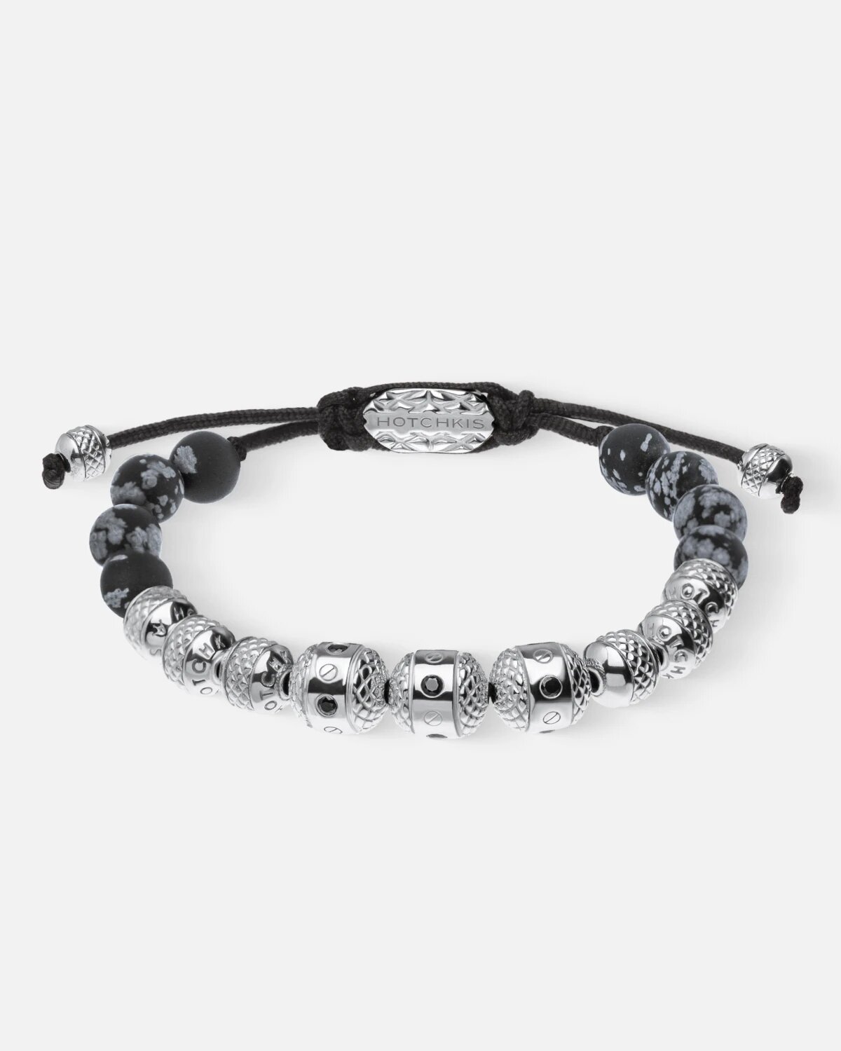 Браслет, серебро, 925 проба, родирование, обсидиан