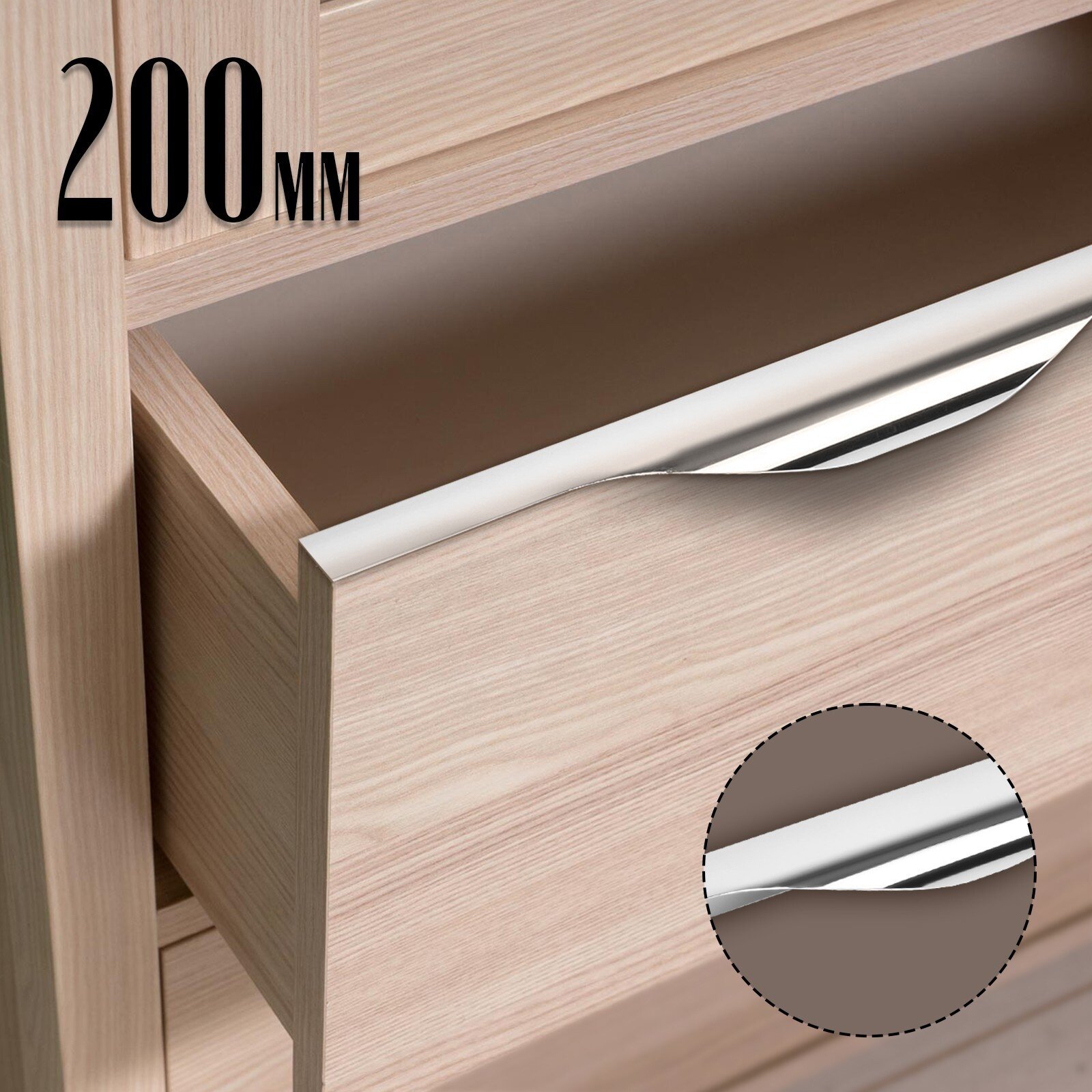 Ручка торцевая CAPPIO RP100CH, L=200 мм, цвет хром, 4 шт.