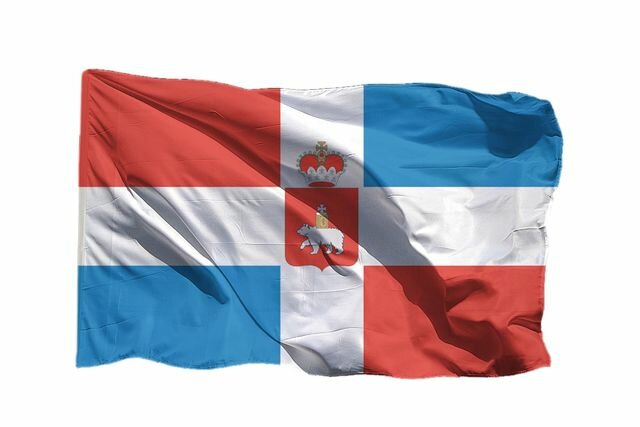 Флаг Пермского Края на сетке 100х150 см для уличного флагштока