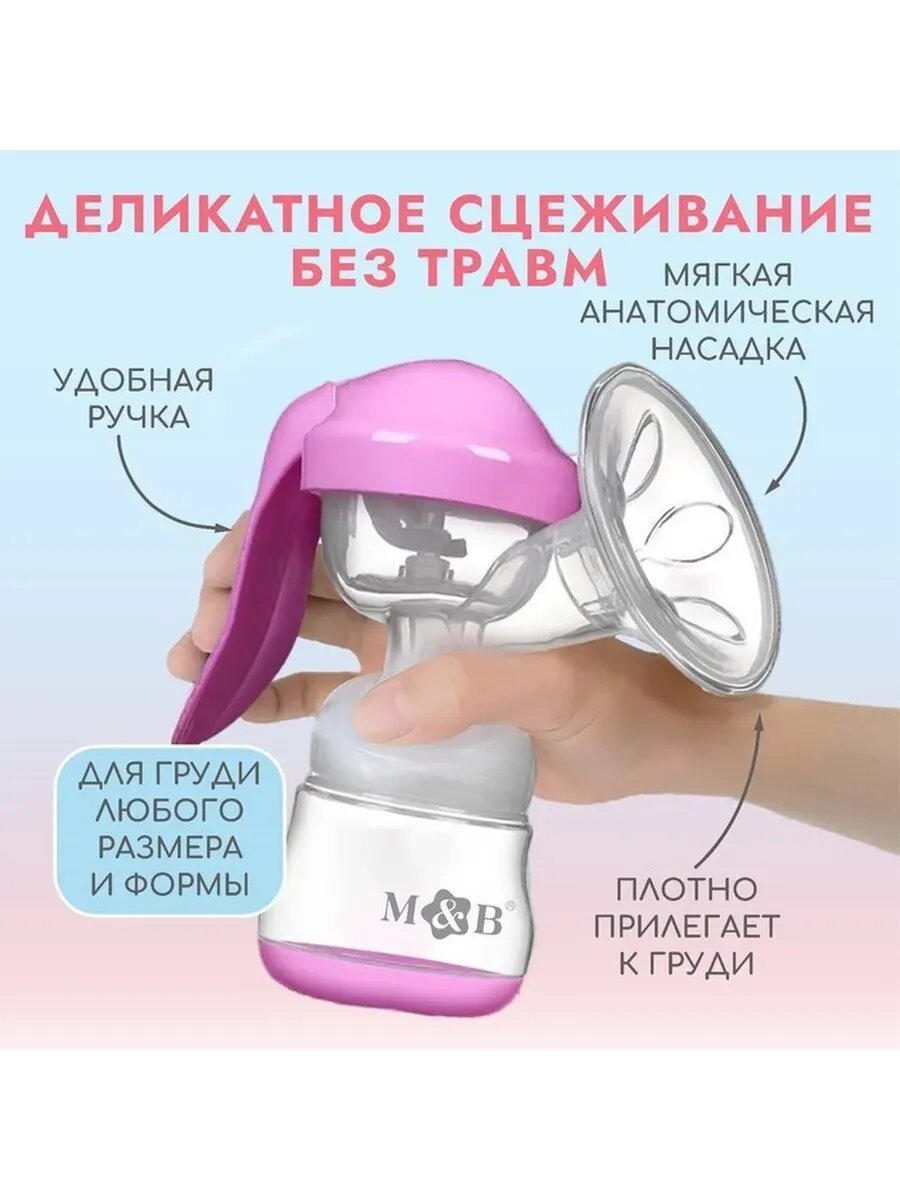 Удобный ручной молокоотсос с бутылочкой