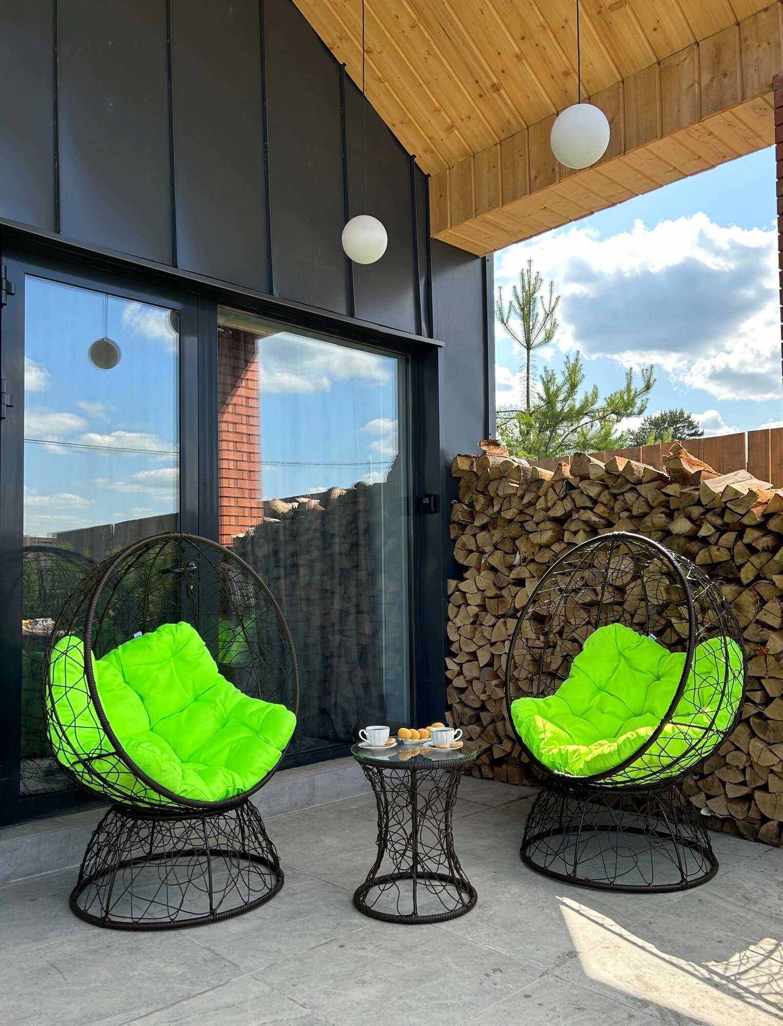 Набор садовый ореон коричневый 2 кресла, столик, 2 подушки (лайм, полиэстер)