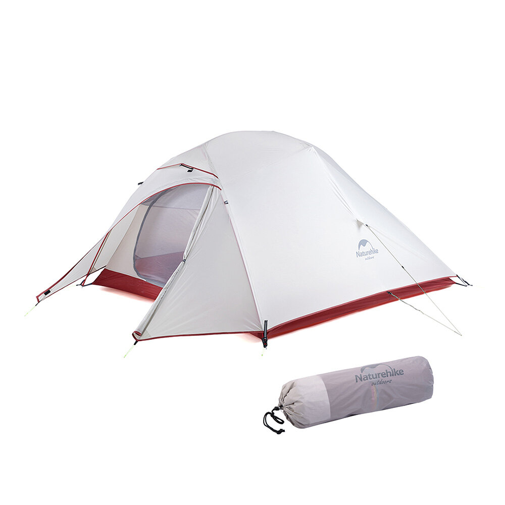 Палатка Naturehike Cloud Up NH18T030-T 20D трехместная сверхлегкая с ковриком, светло-серый, 6927595730614