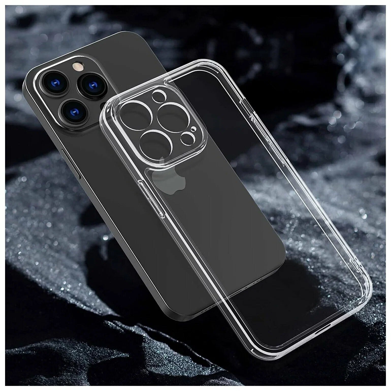 Чехол на Apple iPhone 15 Pro / чехол для Айфон 15 Про накладка, противоударный, с защитой камеры, прозрачный