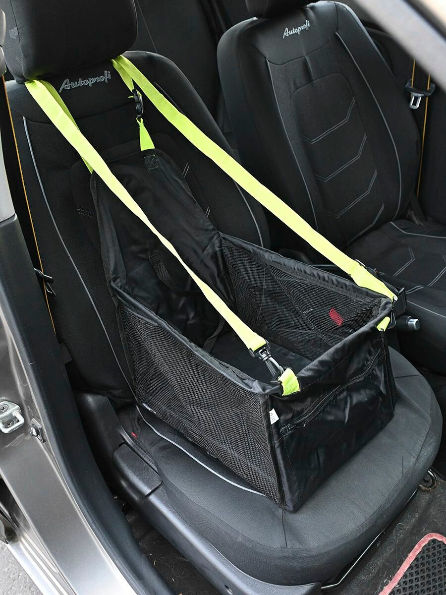 Автокресло для перевозки животных, кошек, собак в автомобиле, "Не Один Дома", Корзина безопасности, черный, 40х30х2,5 см