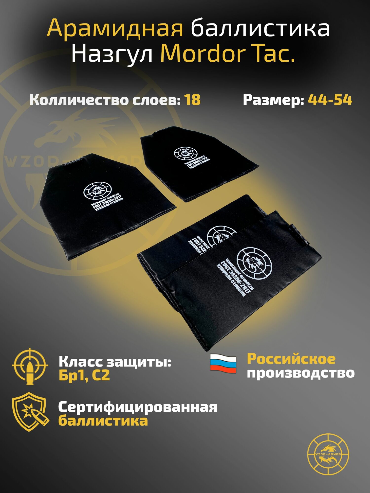 Баллистика арамидная для бронежилета Назгул Mordor Tac. (размер 44-54)