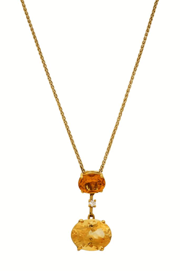 Подвеска, желтое золото, 750 проба, бриллиант, цитрин