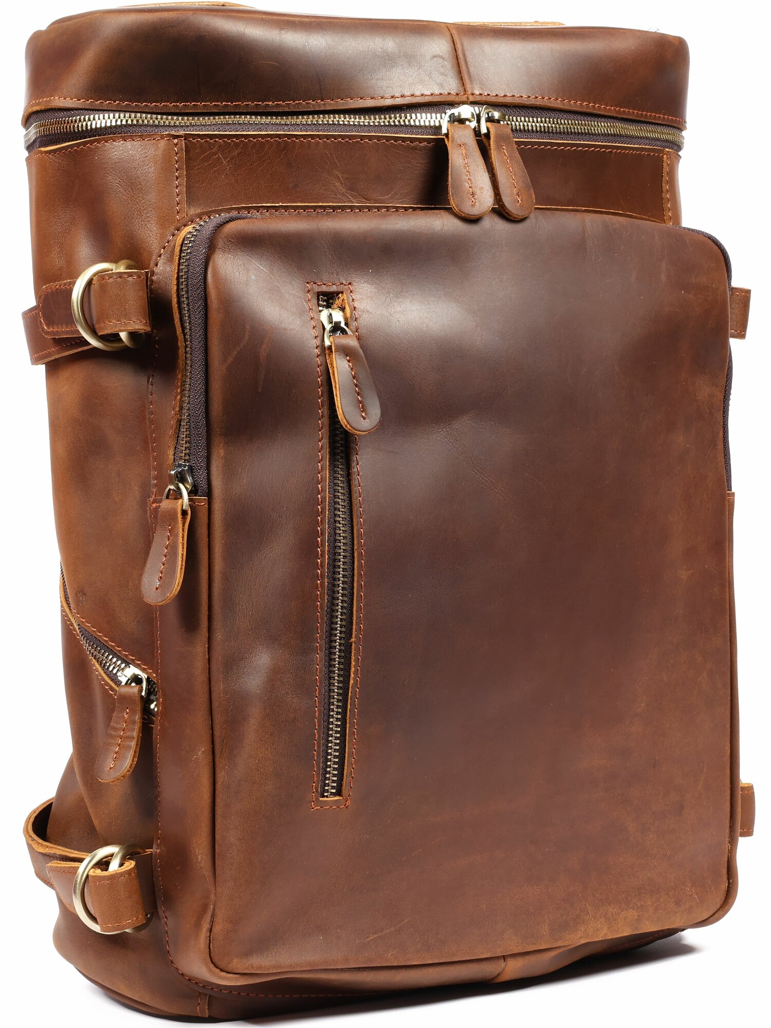 Мужской рюкзак из натуральной кожи коричневый 40x30x15см