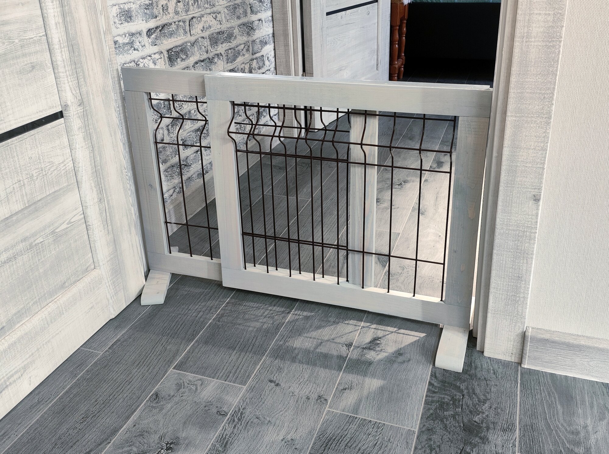 Барьер-перегородка CRAFT_TOOLS, для собак, деревянный, цвет светло-серый