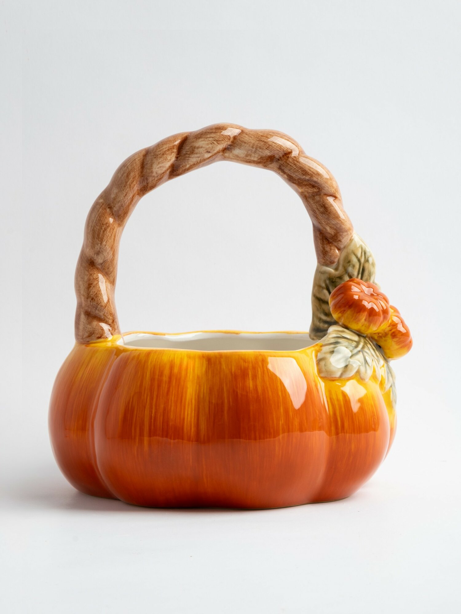 Конфетница, 21х21 см, керамика, оранжево-зеленая, Тыква, Bright pumpkin (Anna Lafarg)