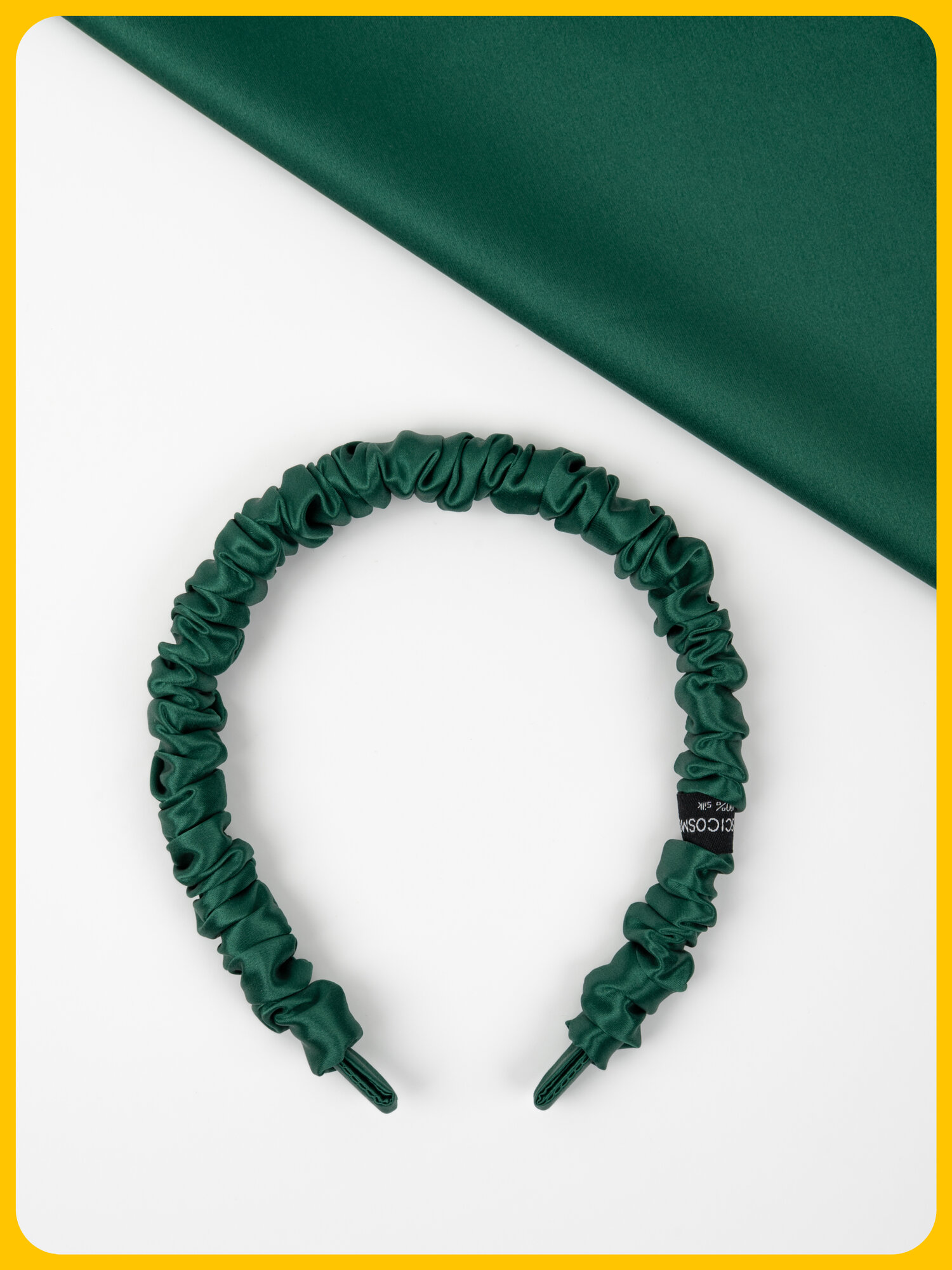 100% натуральный шелк 22 момми/Ободок для волос/изумрудный цвет