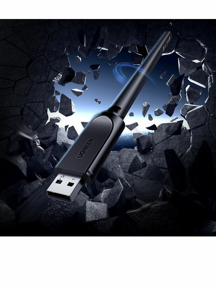 Адаптер Bluetooth UGREEN CM845 (75109) AX900 Wi-Fi 6 Bluetooth 5.4 USB-A Wireless Adapter. Цвет: черный