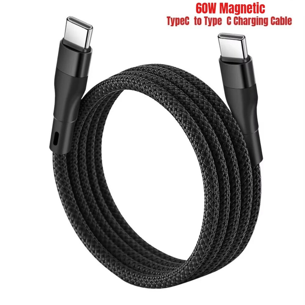 Магнитный всасывающий кабель USB C с защитой от намотки, провод для быстрой зарядки, провод для мобильного телефона, кабель для Samsung S22 Type C, кабель для зарядки данных 1M