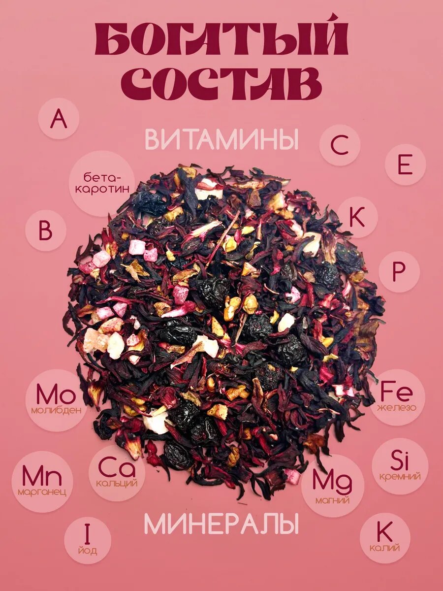 Чай TLAB "Фруктовый Бум", каркаде с фруктами и ягодами, подарочный, 100г — фото 1