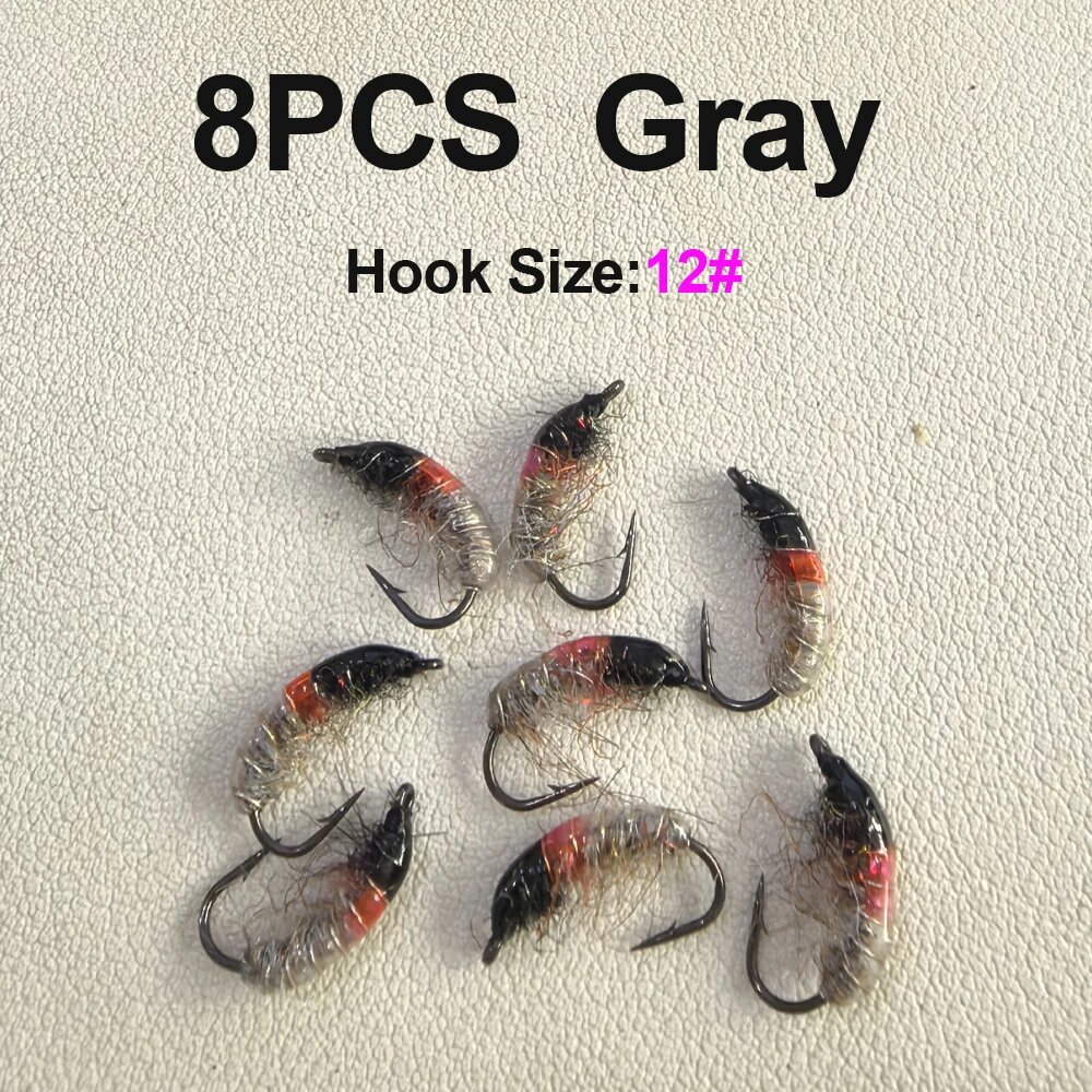ICERIO Мушки для ловли нахлыстом 8 шт. Серый, size 12 8pcs grey