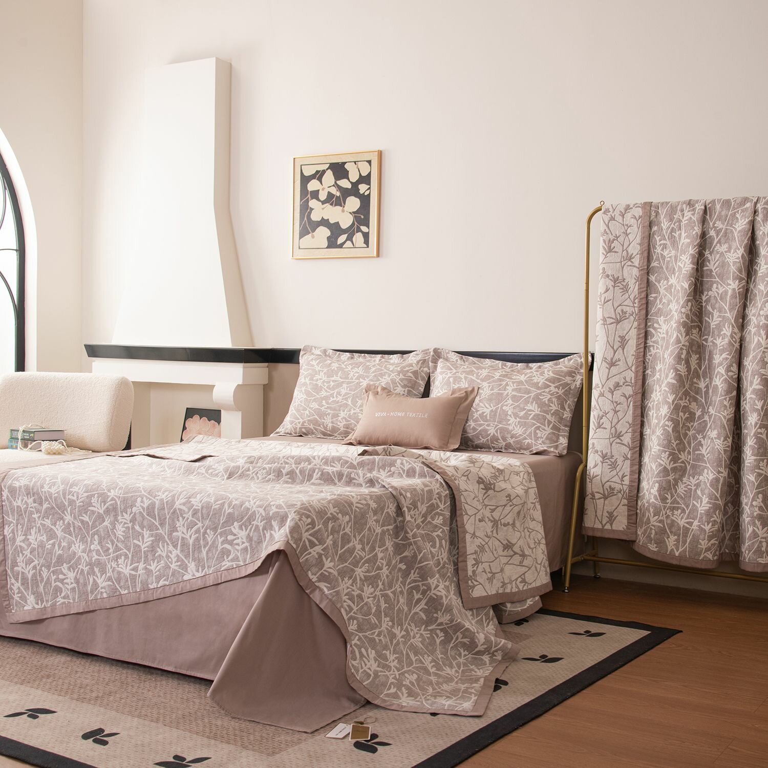 Комплект постельного белья VIVA HOME TEXTILE Aurora Veil, евростандарт, сатин, муслин, жаккард, 4 предмета