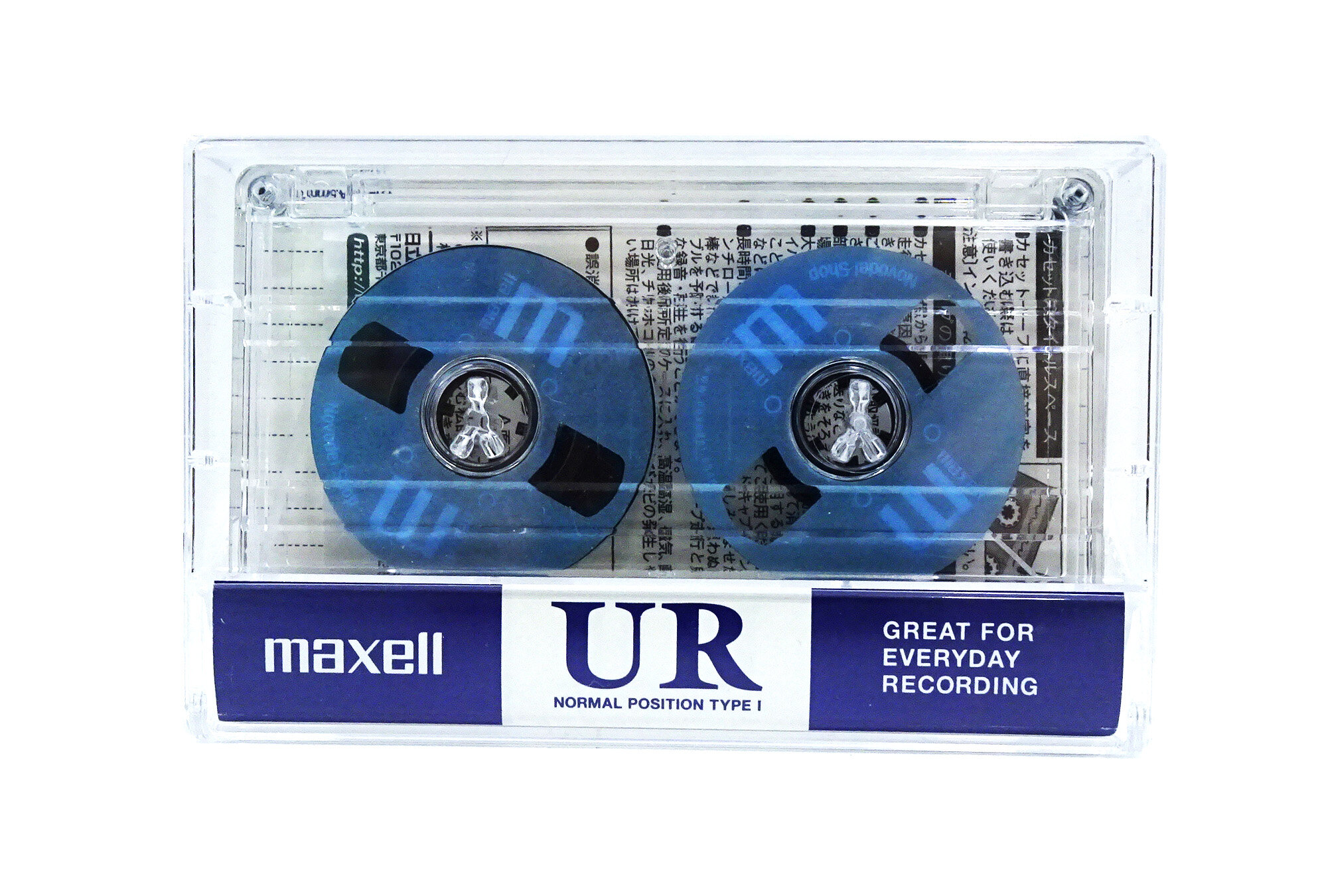 Аудиокассета "Maxell UR" с боббинками синий металлик