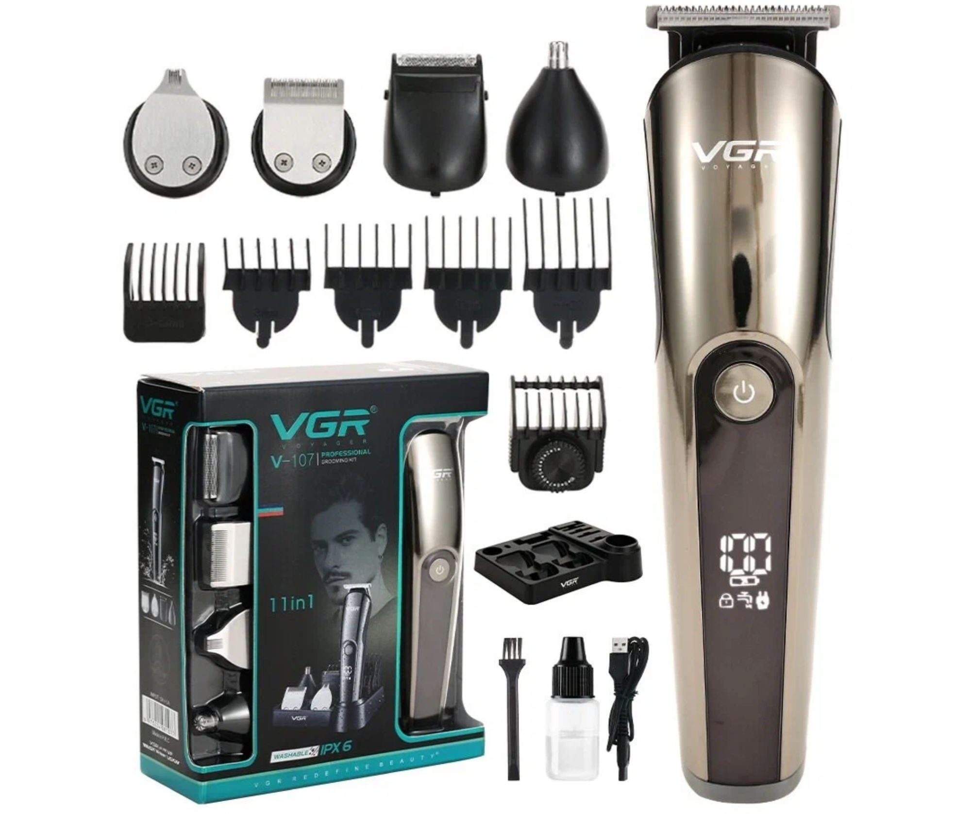 Многофункциональный триммер для стрижки волос 11 в 1 VGR V-107
