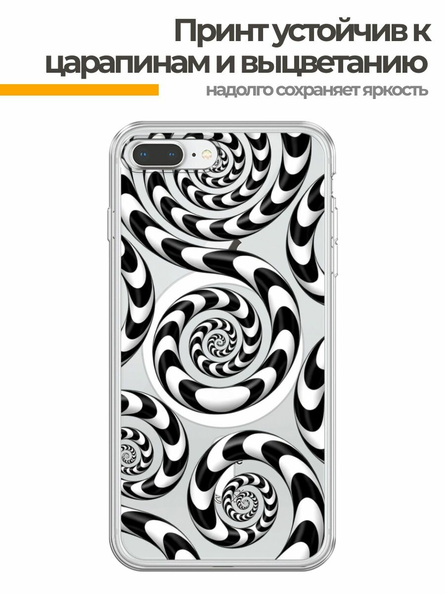 Чехол на Apple iPhone 7 Plus/8 Plus (Айфон 7 Плюс/8 Плюс) MagSafe с магнитом и принтом Гипнотические круги — фото 1