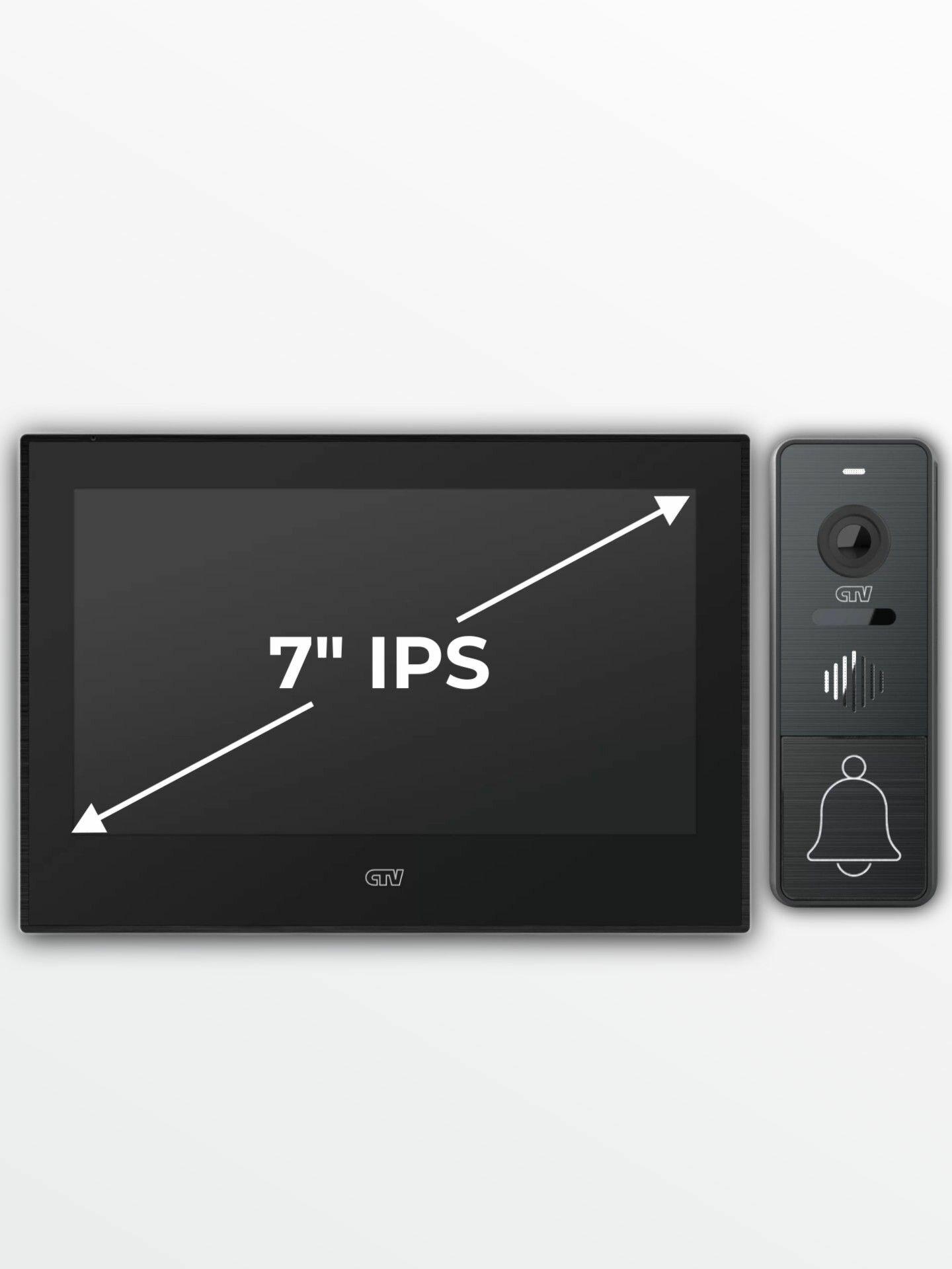 Комплект WiFi видеодомофон для квартиры: монитор 7" CTV-M5704AI (B) + вызывная панель CTV-D4005 (G), для дома или офиса, управление со смартфона, AI-функции, подключение к подъездному домофону