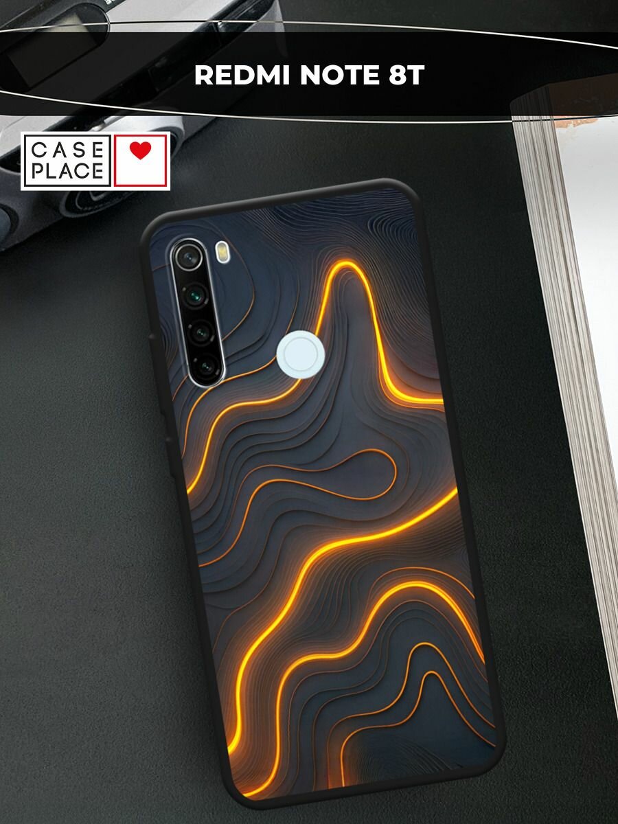 Черный матовый чехол на Xiaomi Redmi Note 8T / Сяоми Редми Нот 8Т с принтом Золотая река