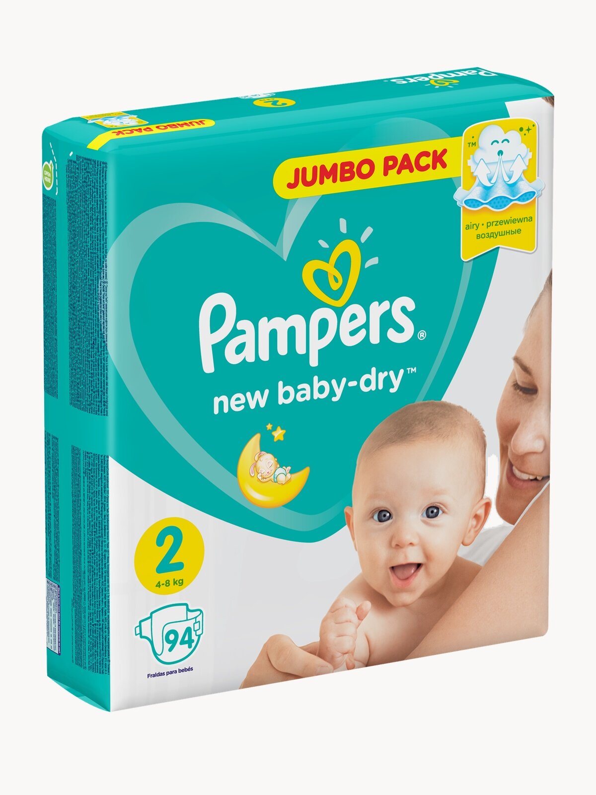 Подгузники Pampers New Baby-Dry 4–8 кг, размер 2, 94 шт.