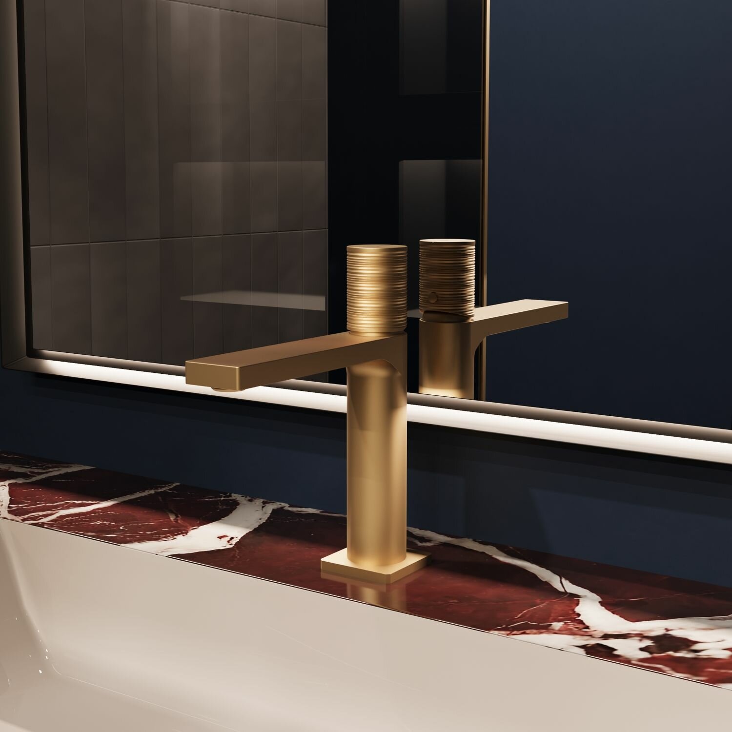 Смеситель для раковины Vincea Домус (Domus) VBF-5DM01BG, брашированное золото