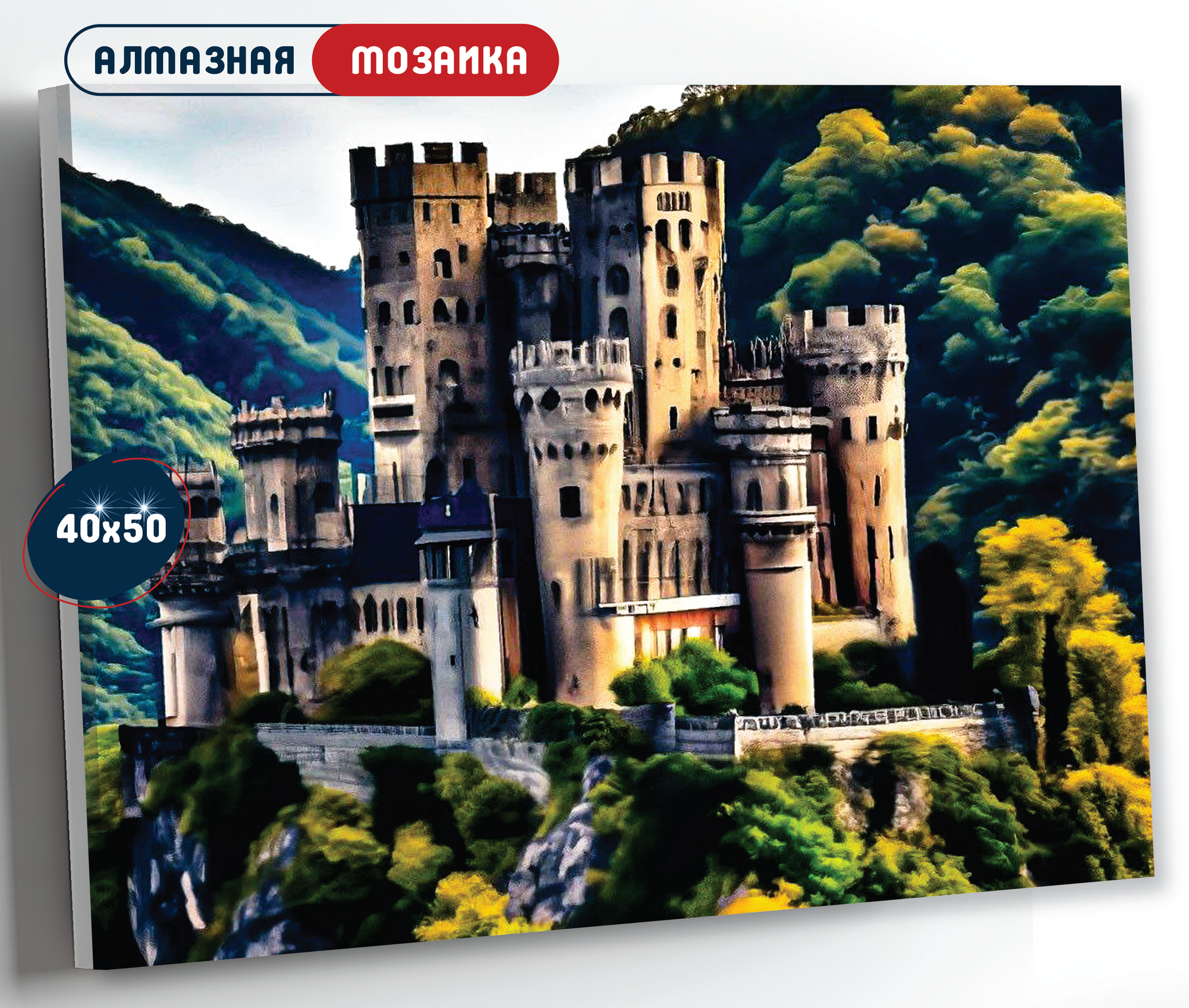 Алмазная мозаика 40х50 на подрамнике картина стразами алмазная вышивка города и замки