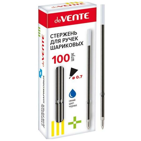 Стержень шариковый " deVente " 110мм, синий 0,7мм, для шариковых ручек, количество: 100 штук