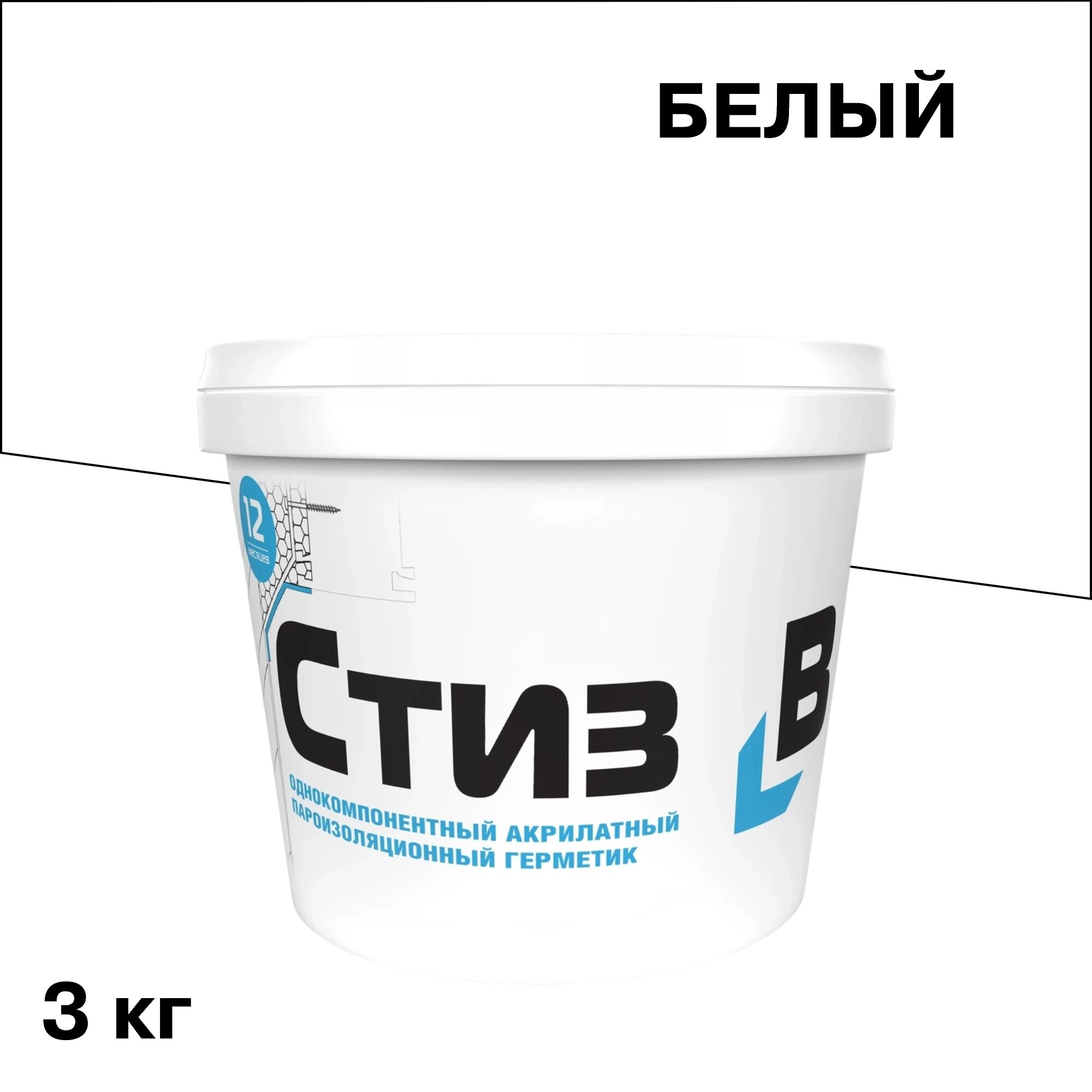 Герметик акриловый пароизоляционный внутренний Стиз B белый 3 кг Стиз RM000003636