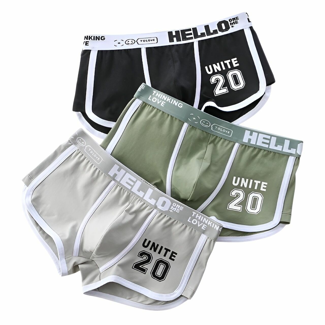 Трусы Набор из трех мужских трусов-боксеров с принтом на резинке